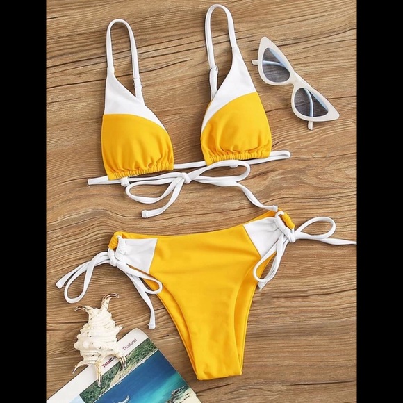 Swim | Yellow Colorblock Bikini Set | Poshmark